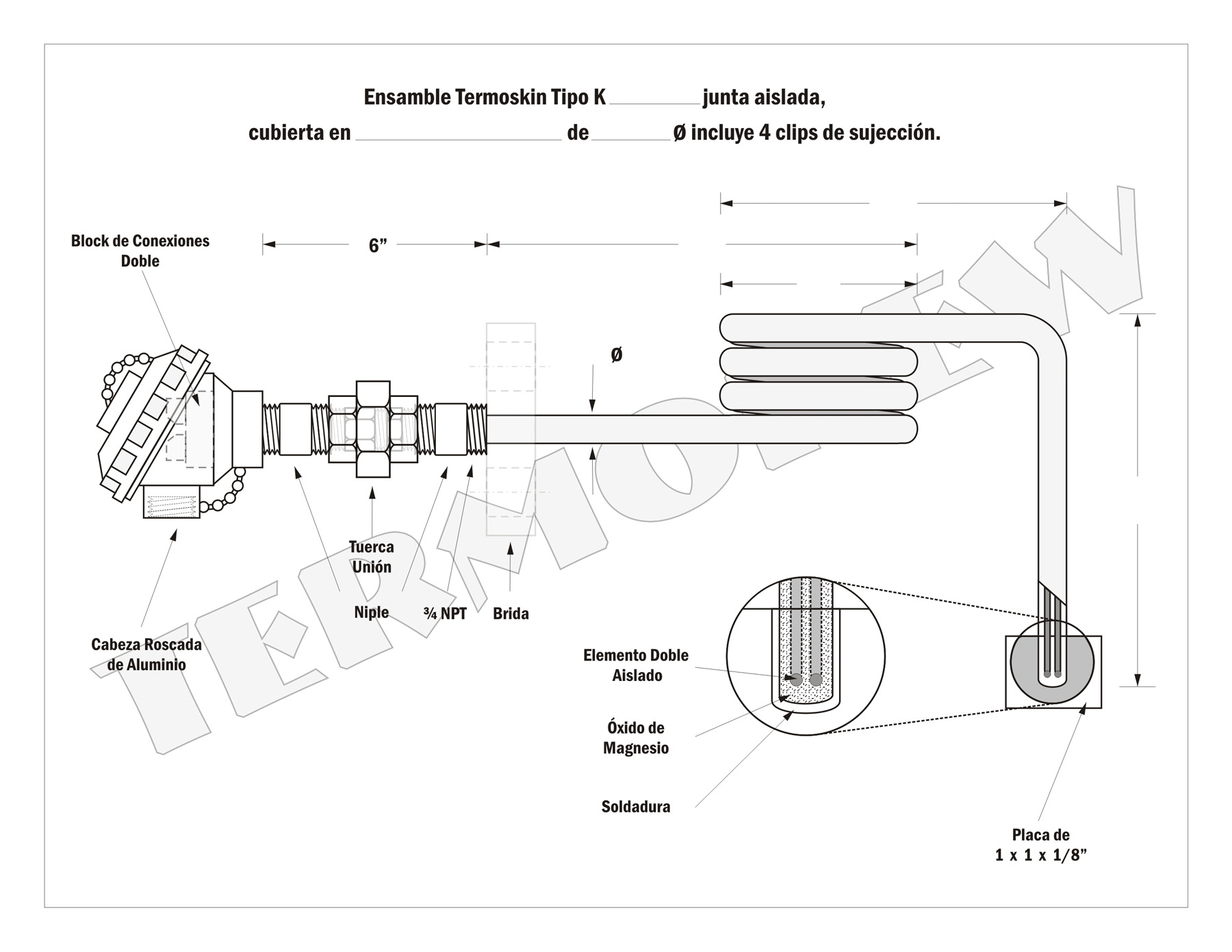 Termopar tipo K, termopar tipo J, fabrica especialista